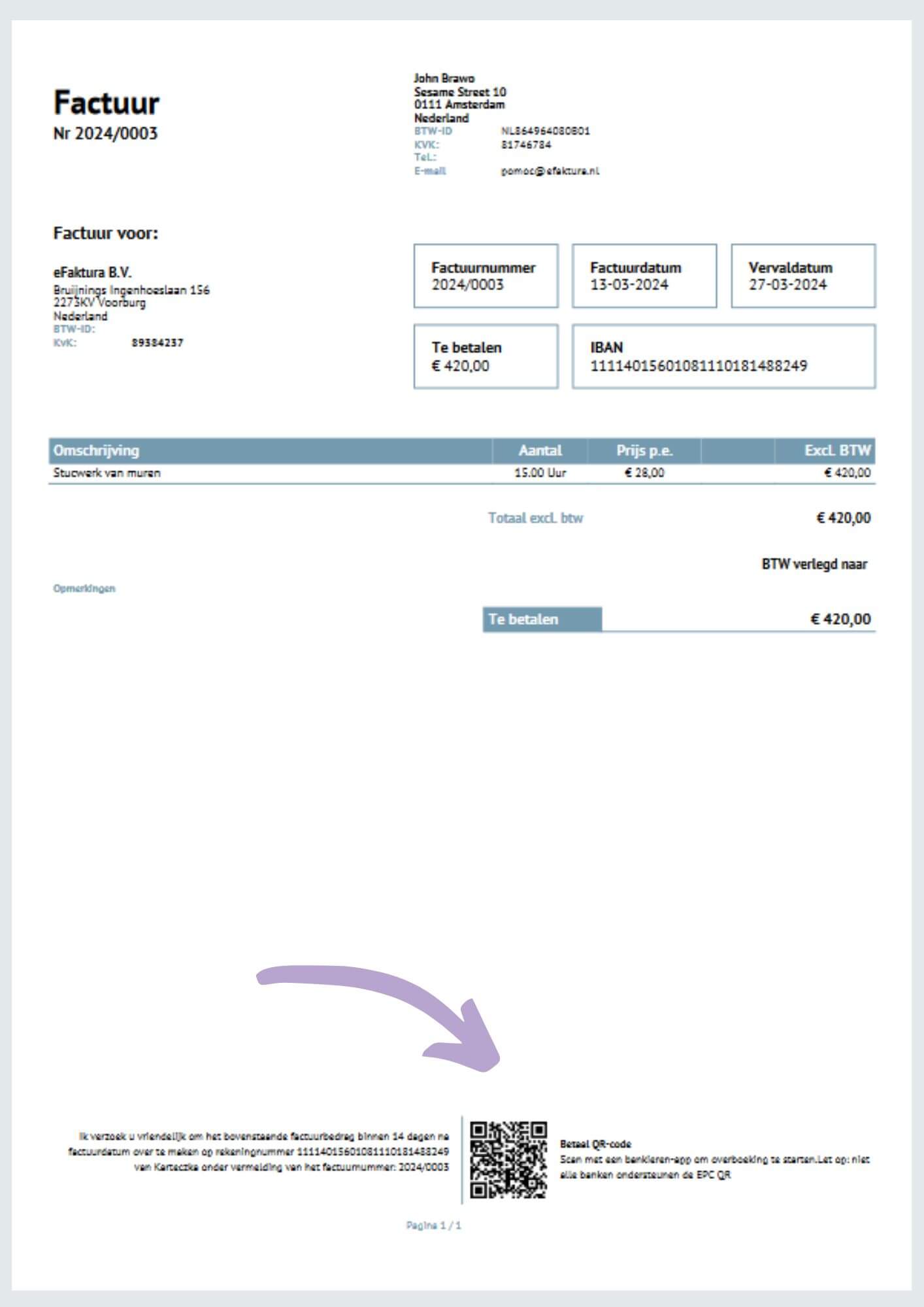 Your invoices with EPC QR code - eFaktura.nl