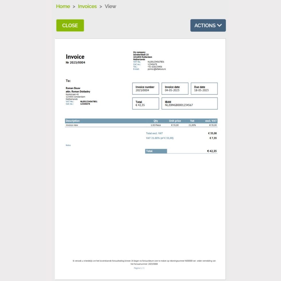 EU VAT control and document preview. - eFaktura.nl